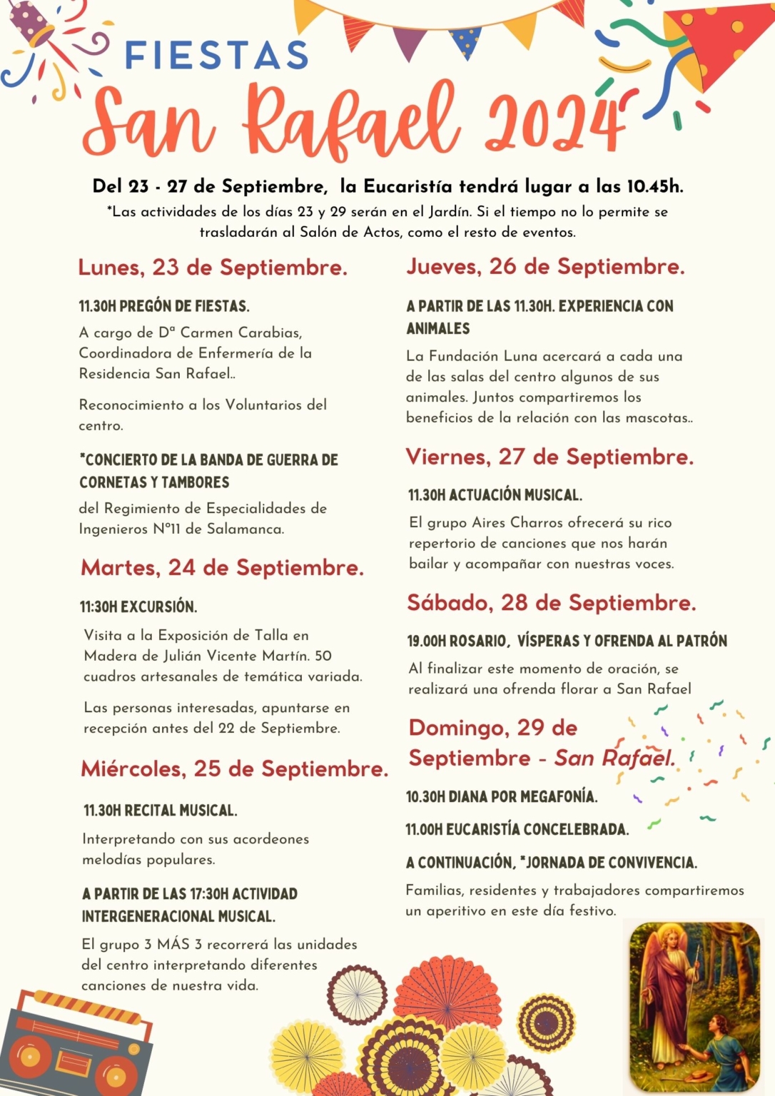 PROGRAMACIÓN FIESTAS DE SAN RAFAEL 2024 - Residencia San Rafael - El ...